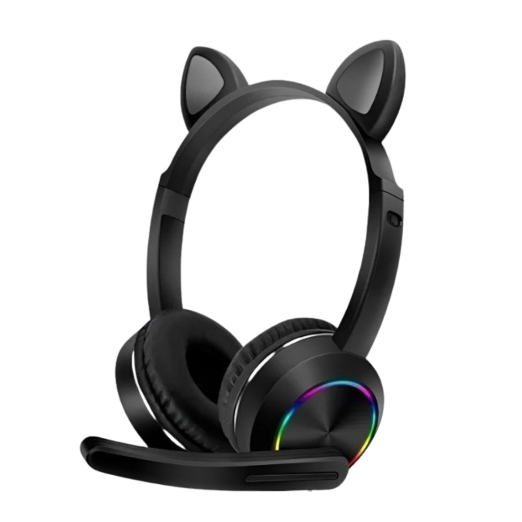 Fone De Ouvido Gatinho Orelha Gato Gamer Headset Com Microfone E Led ...