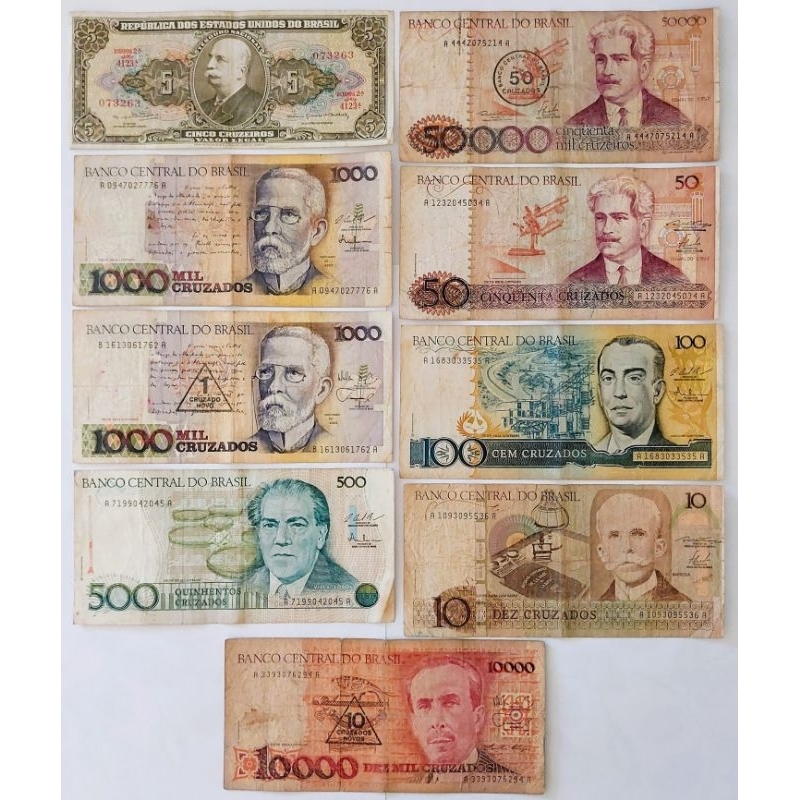 Nota Antiga - 9 Cédulas do Brasil. | Shopee Brasil