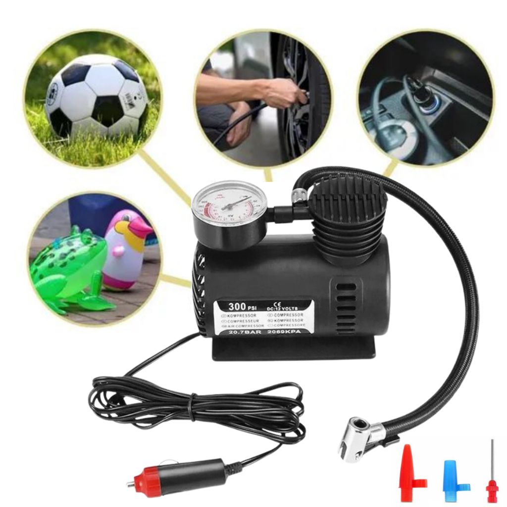 Mini Compressor Ar 300psi 12v para Pneu Carro Moto Bicicleta Portátil ...