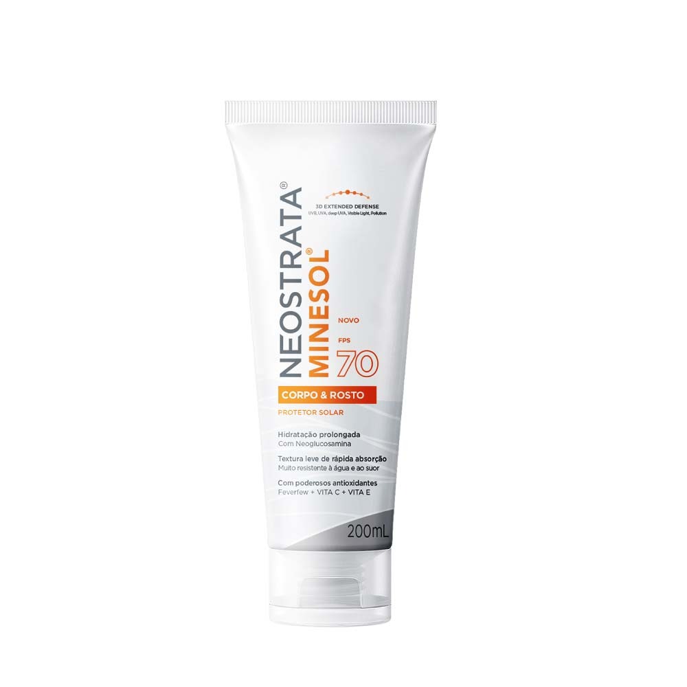 Protetor Solar Minesol NeoStrata Corpo e Rosto FPS 70 200ml | Shopee Brasil