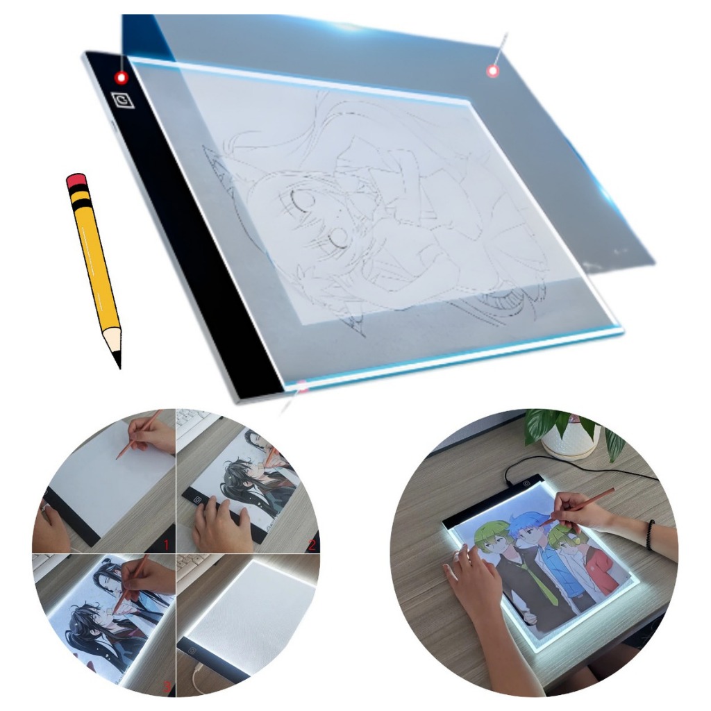 Mesa de Desenho Profissional Luz De Led Inteligente A4, A3 USB Digitalizadora Cartoon | Shopee ...