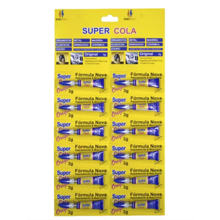 SUPER COLA INSTANTÂNEA TIPO SUPER BONDER CARTELA COM 12 UNIDADES ...