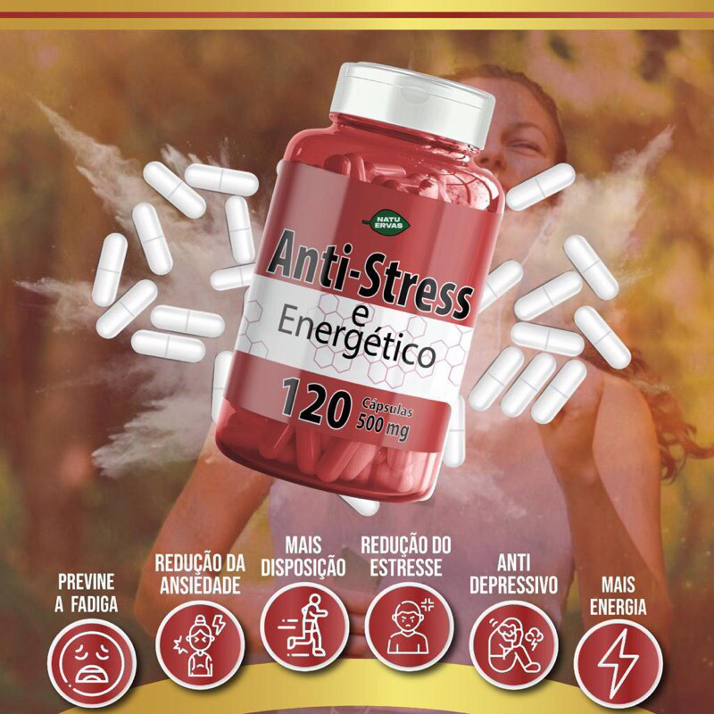 Anti-Stress e Energético 120 cápsulas 500mg | Shopee Brasil