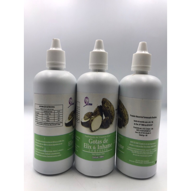 Gotas Elixir & Inhame 3 unidades 100ml cada | Shopee Brasil