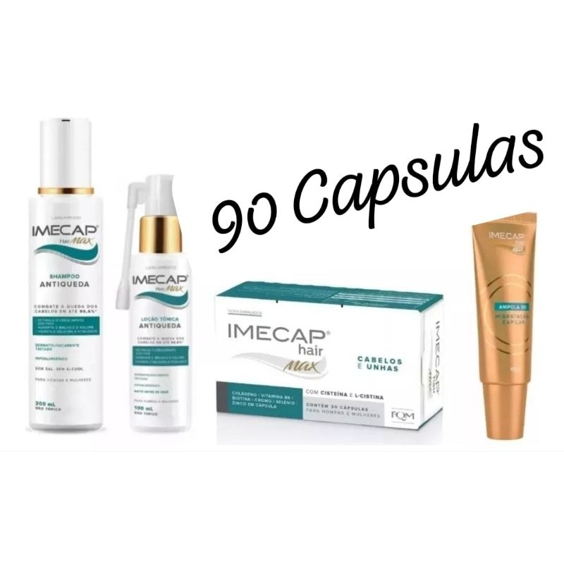 Kit Completo Imecap Tratamento Antiqueda Shampoo, Tonico, Cápsulas E ...