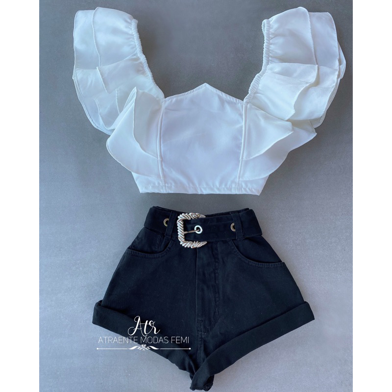 Short Feminino jeans Lycra Premium Fivela | Shopee Brasil