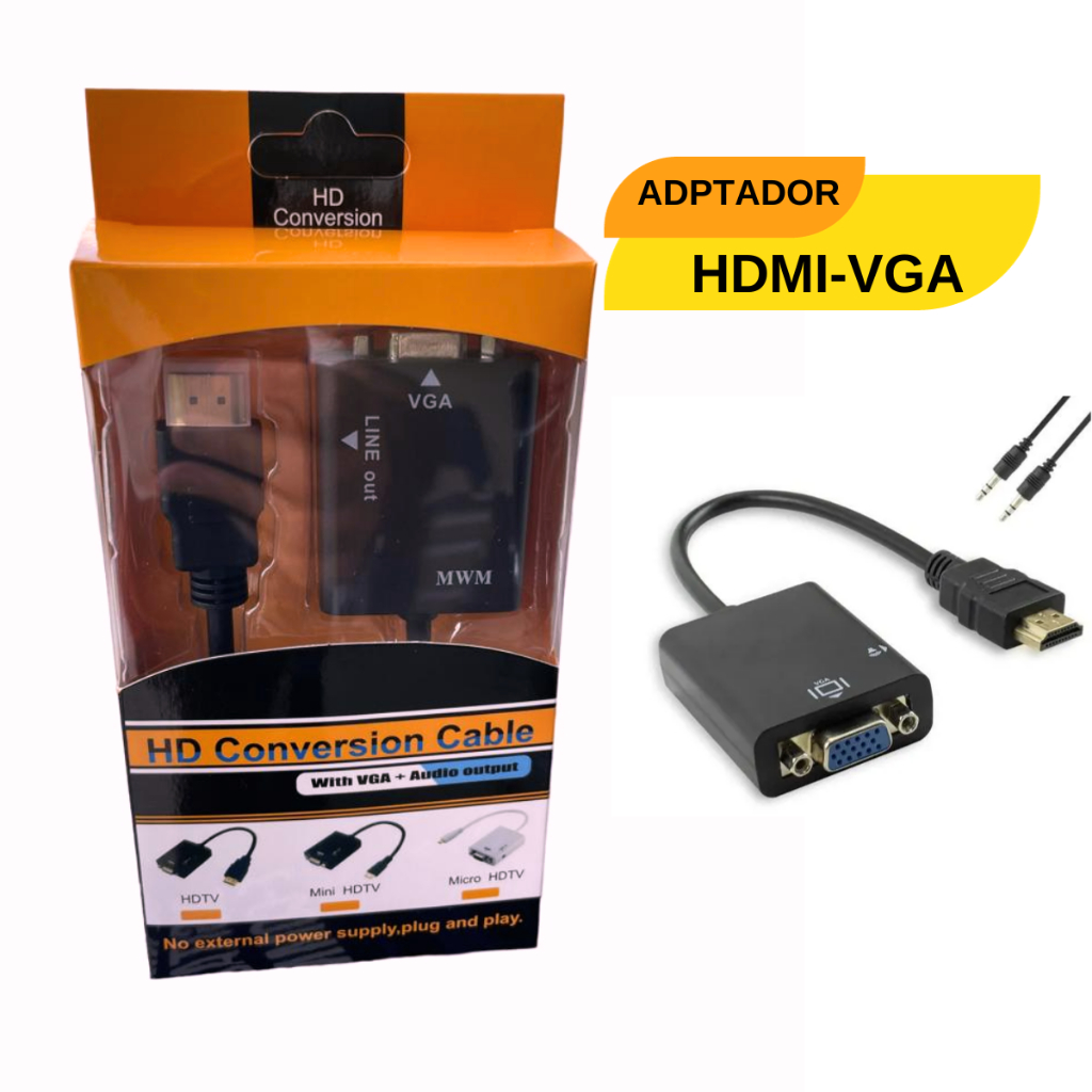 Cabo Adaptador Hdmi Conversor Para Vga P2 com Cabo Áudio - Escorrega o ...