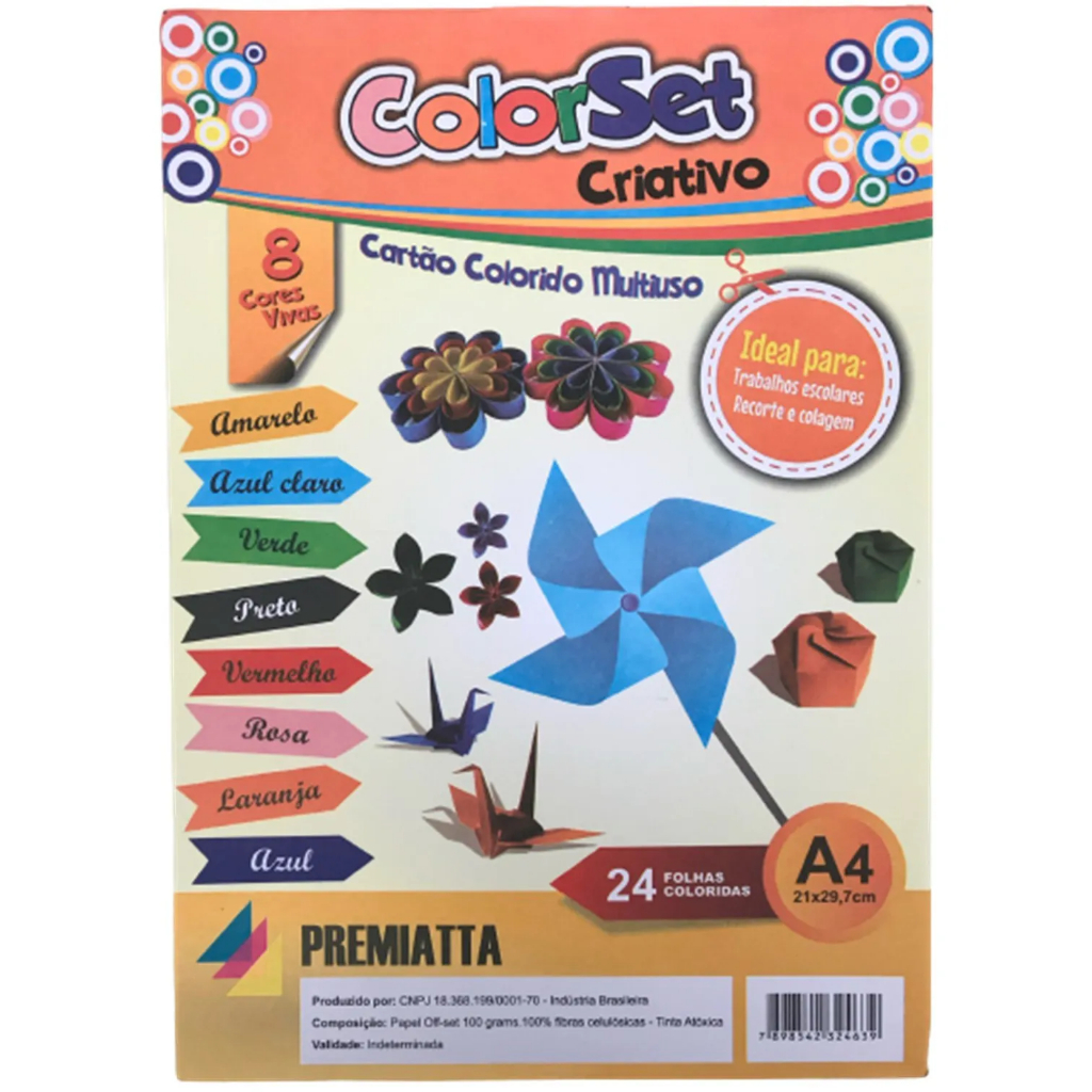 PAPEL COLOR SET A4 PREMIATTA 100G 24 FLS COLORIDAS | Shopee Brasil