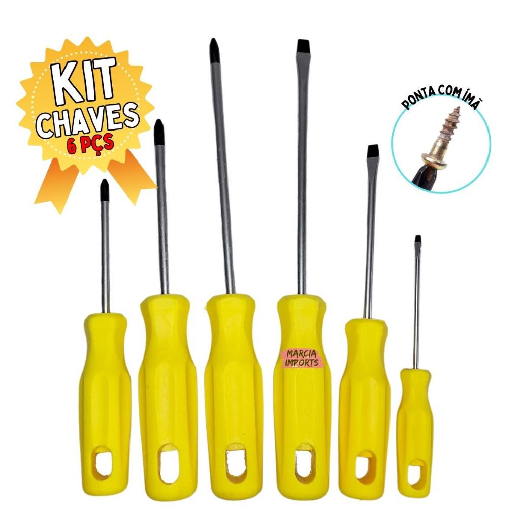 Kit de Chaves Fenda e Philips de diferentes tamanhos com ponta Imantada ...