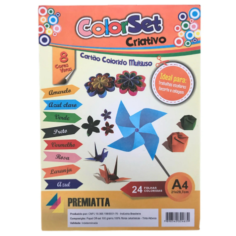 PAPEL COLOR SET A4 PREMIATTA 100G 24 FLS COLORIDAS | Shopee Brasil