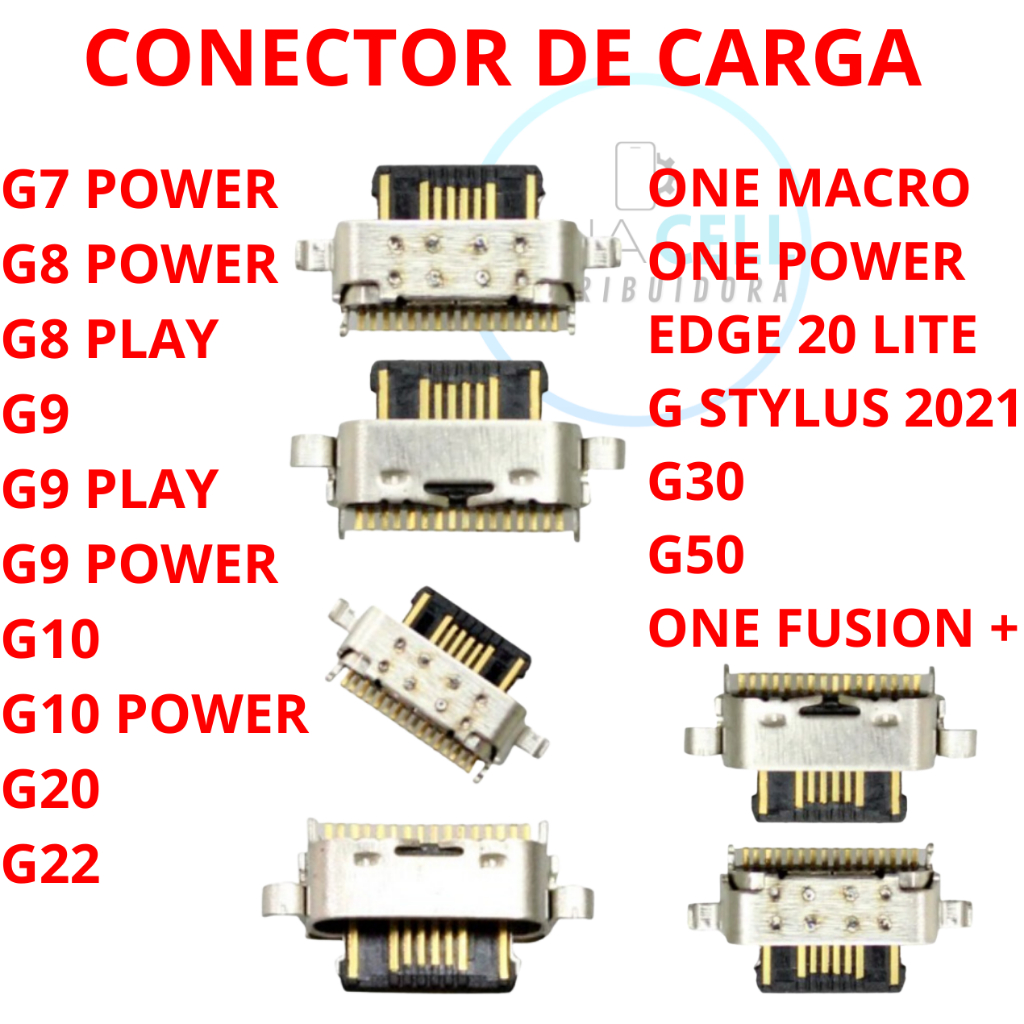 Kit Conector De Carga Moto G7 Power G8 Play G9 G50 One Macro G10 Tipo C - Faz a Boa!