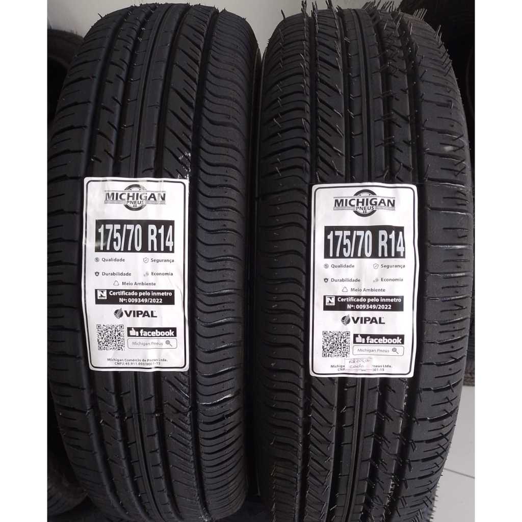 KIT 2 PNEUS DE CARRO 175/70 R14 - MICHIGA PNEUS - BORRACHA VIPAL | Shopee Brasil