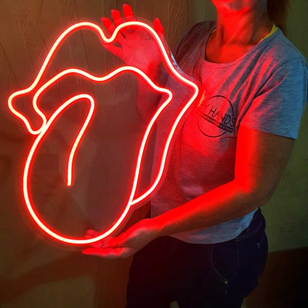 Placa Neon Led Boca Rolling Stones 50cmx40cm Com Controle | Shopee Brasil