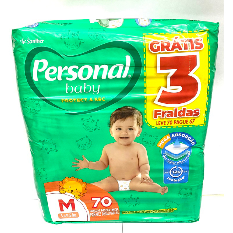 Fralda Personal Baby Pacote Hiper M 70un | Shopee Brasil