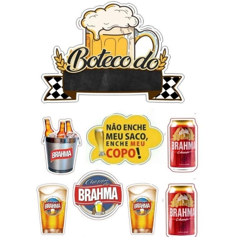 Topper bolo boteco Brahma / topo bolo boteco / enfeite para bolo boteco ...