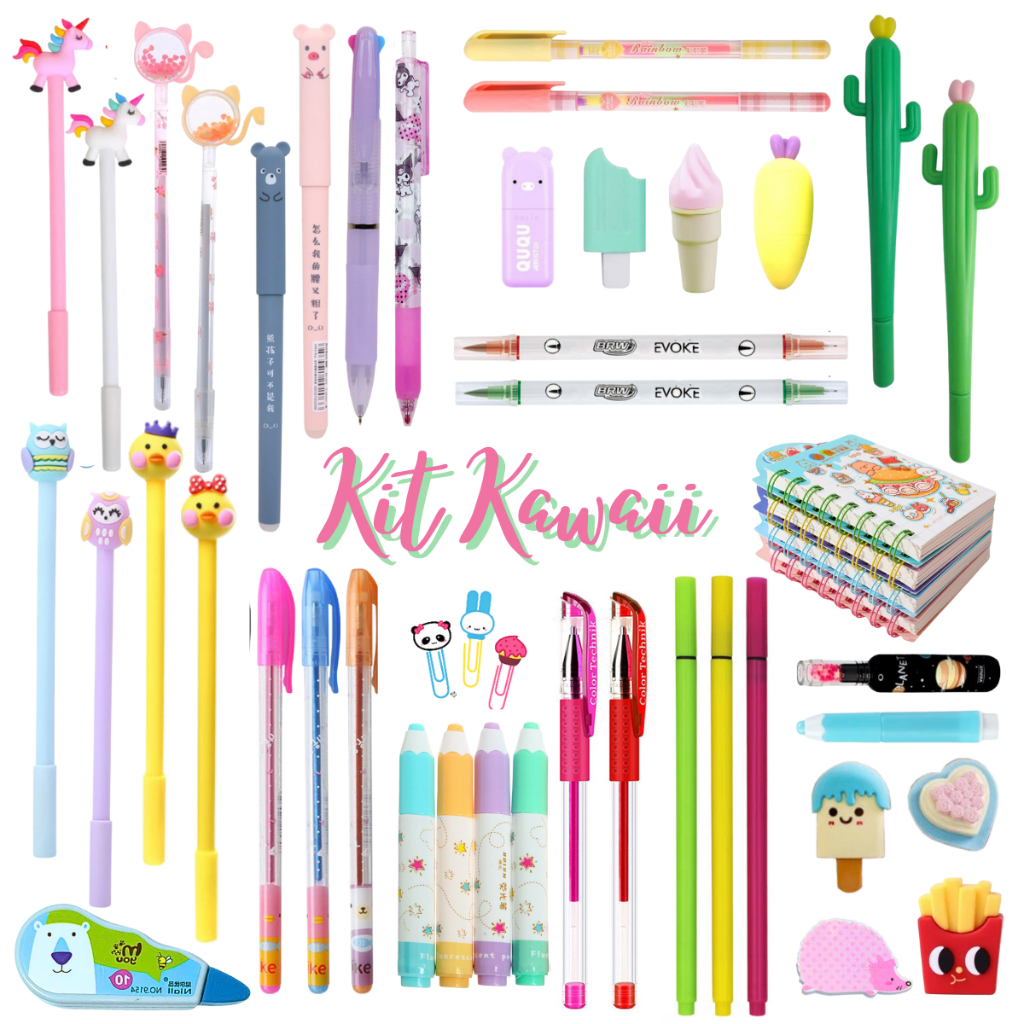 Kit Papelaria kawaii Fofa | Shopee Brasil