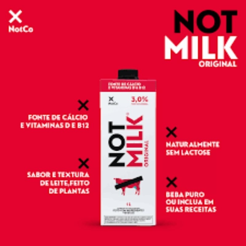 Pack com 3 Bebida Vegetal NotCo NotMilk Original 1L cada | Shopee Brasil