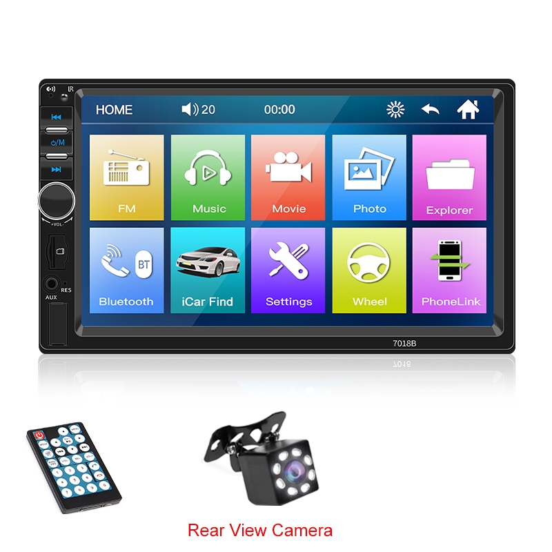 Central Multimídia Automotiva 1 Din 7 Inch MP5 Bluetooth Com Tela Sensível Ao Toque USB/AUX/TF ...