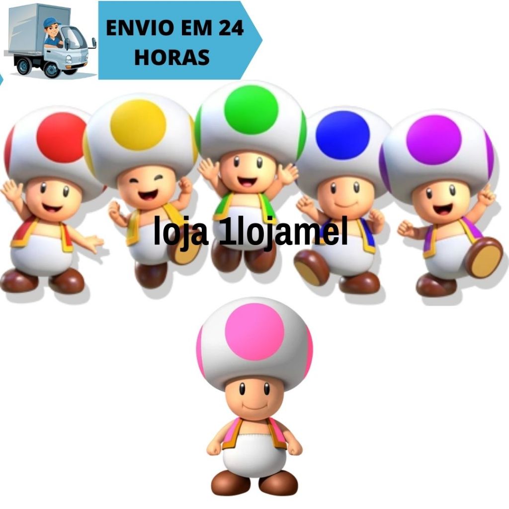 Boneco Toad Super Mario Bros Toad Vermelho E Amarelo E Verde E Azul E ...