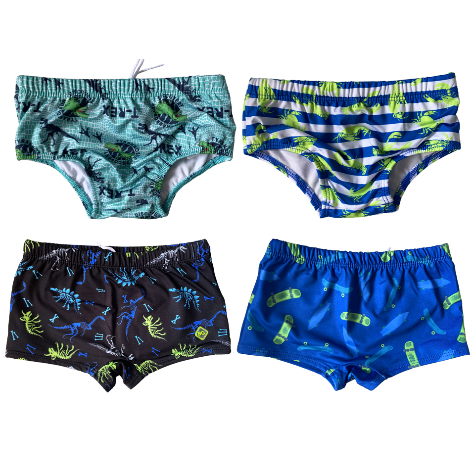 Sunga Infantil Cavada e Boxer Premium: Estampas Praia e Tubarão 4 a 8 ...