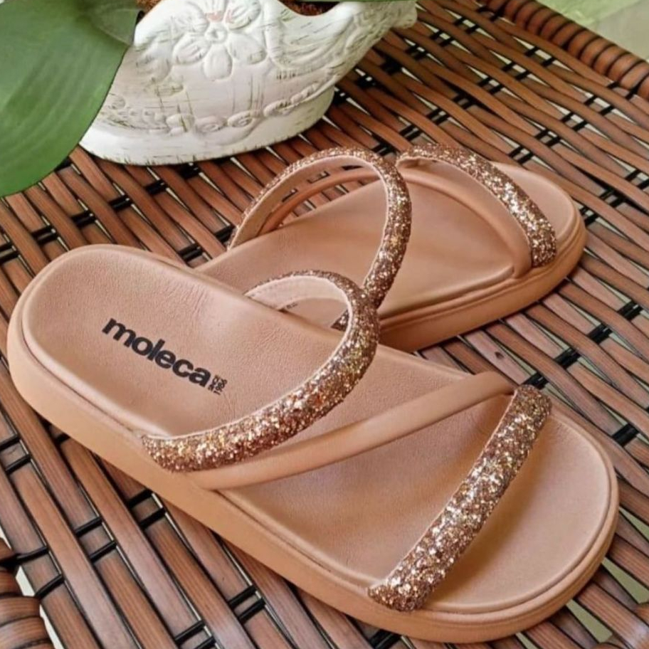 Papete Feminina Moleca Com Tiras De Brilho Leve Original | Shopee Brasil