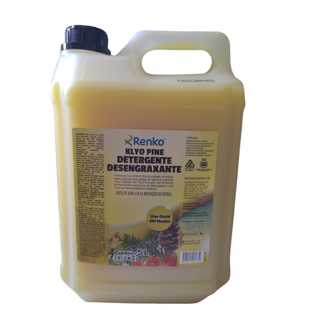 Klyo Pine Detergente Desengraxante Renko Galão 5 Litros | Shopee Brasil