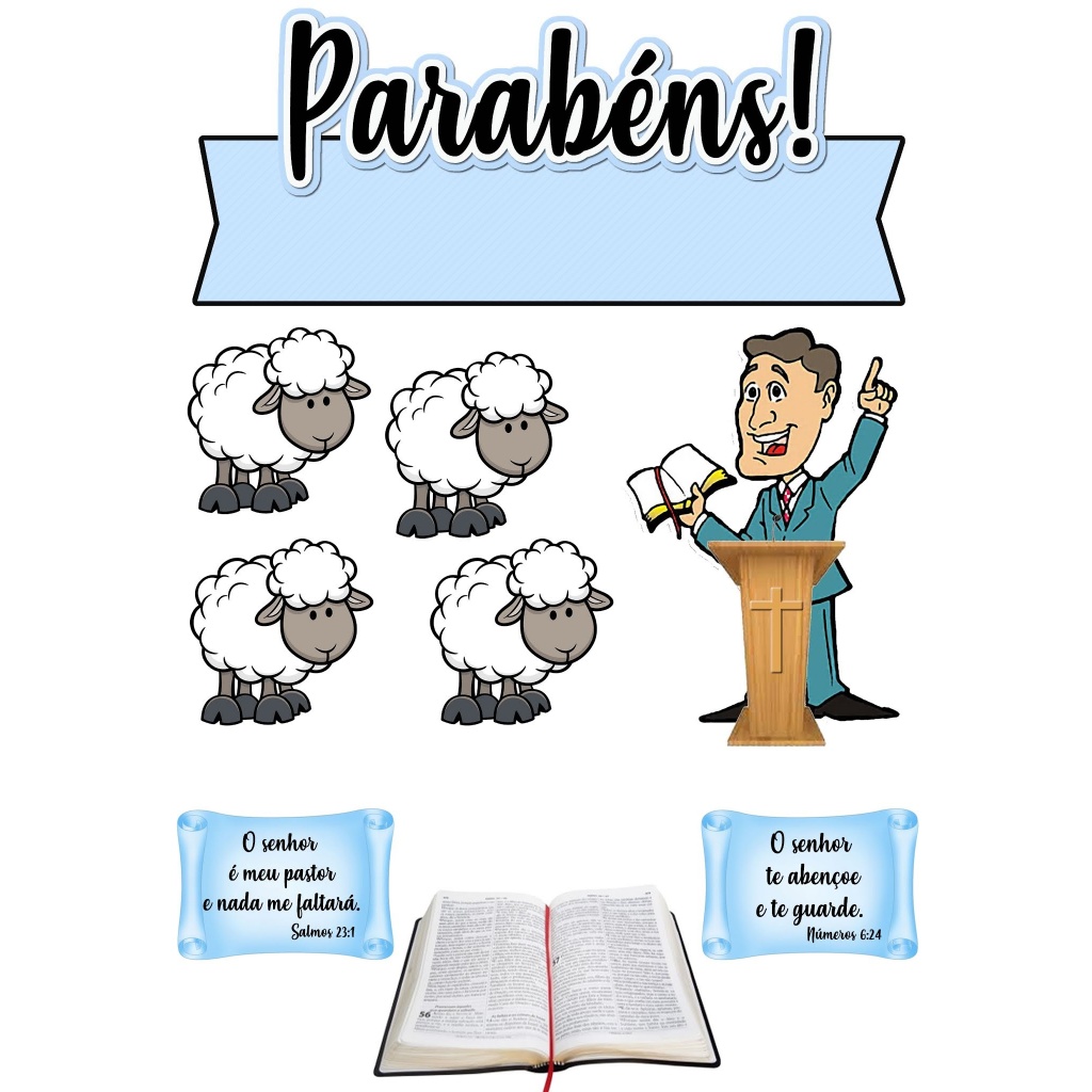 Topo Topper de Bolo Parabéns Pastor Personalizado C/Nome e Idade ...