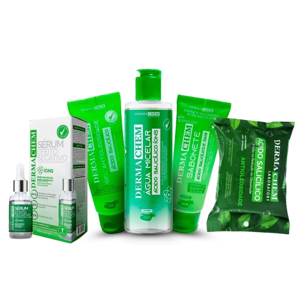 Kit Linha Derma Chem Skincare Completa Tratamento Facial Redutor de ...
