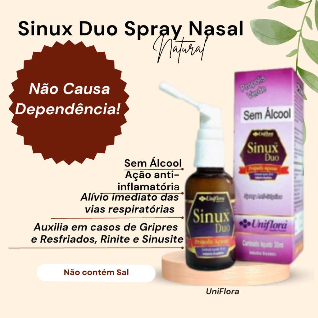 Sinux Duo Spray Nasal Antisséptico 30ml Uniflora | Shopee Brasil
