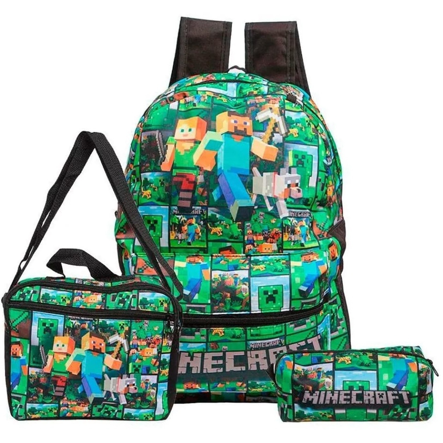 Mochila Escolar costas Juvenil Minecraft Kit | Shopee Brasil