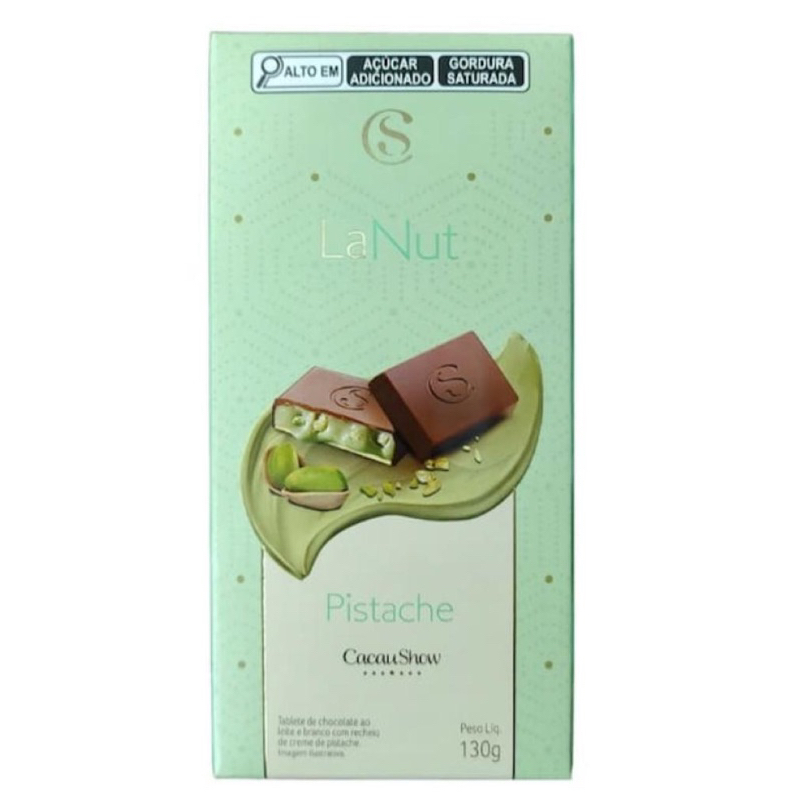Tablete Lanut Pistache 130g Barra De Chocolate Cacau Show | Shopee Brasil
