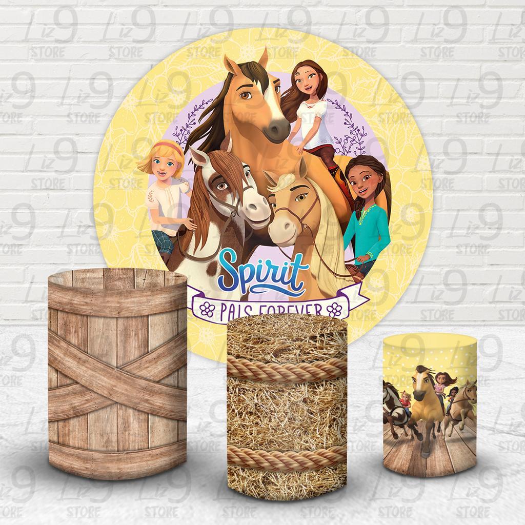 Kit Painel Redondo Sublimado Spirit 1,50M + Trio Capas de Cilindro C/Elastico Veste Facil ...