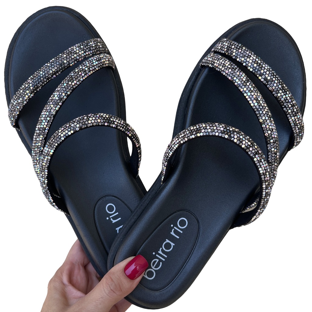 Papete beira rio feminina strass original lançamento nova brilho tiras ...