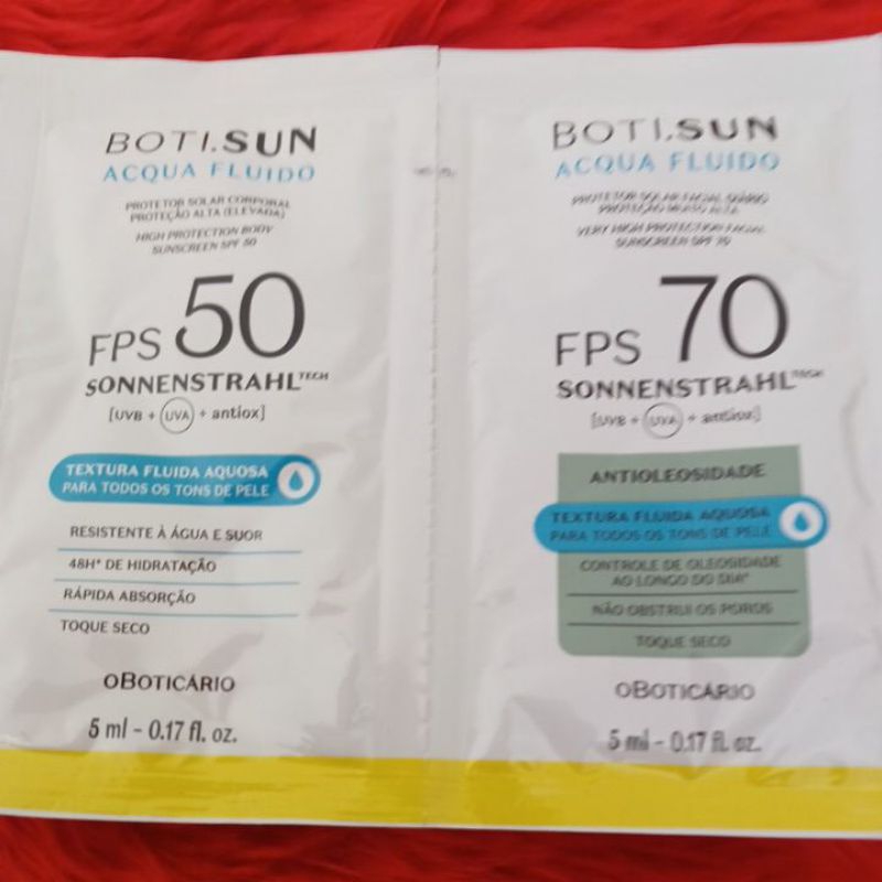 kit Sachê com 2 unidades de Protetor Sólar Corporal FPS 50 e 70 ...