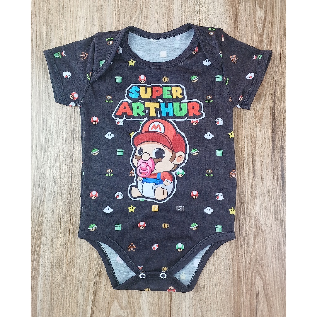 Body bebê personalizado com nome Super Mário baby | Shopee Brasil