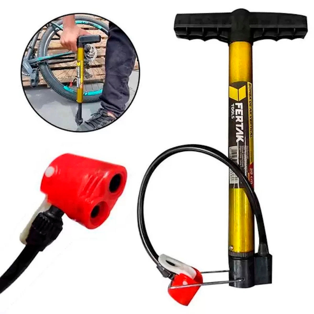 BOMBA DE AR MANUAL PARA INFLAR E ENCHER BOLA PNEU BICICLETA MOTO | Shopee Brasil