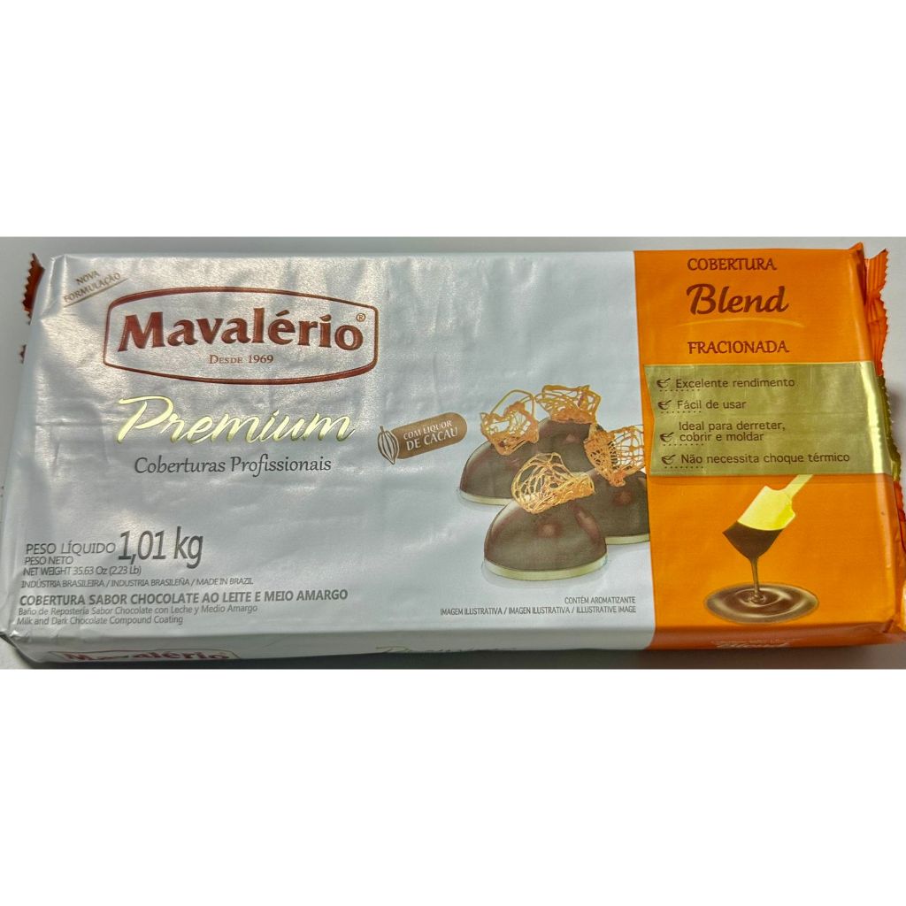 COBERTURA MAVALERIO PREMIUM CONFEITEIRO BLEND BARRA 1,01KG | Shopee Brasil