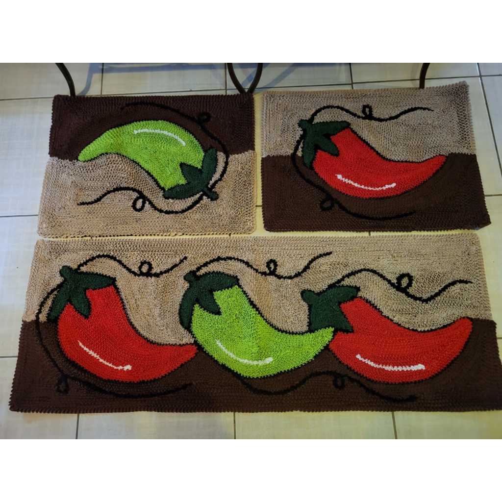 Tapete de Frufru - Kit de Cozinha Pimenta 3 Peças | Shopee Brasil