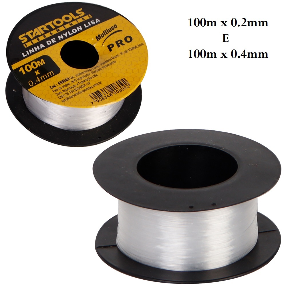 Linha De Nylon Lisa multiuso Pro Prático E Fácil 100mx0.2mm E 100mx0 ...