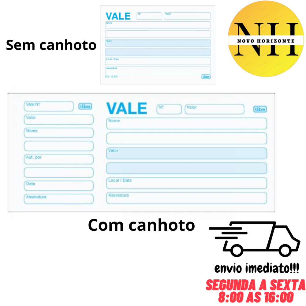 Vale Com canhoto e Sem canhoto Tilibra Pacote | Shopee Brasil
