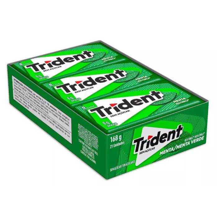 10 Caixas Chiclete Trident Verde Menta Display Caixa 21un Sem Açúcar ...