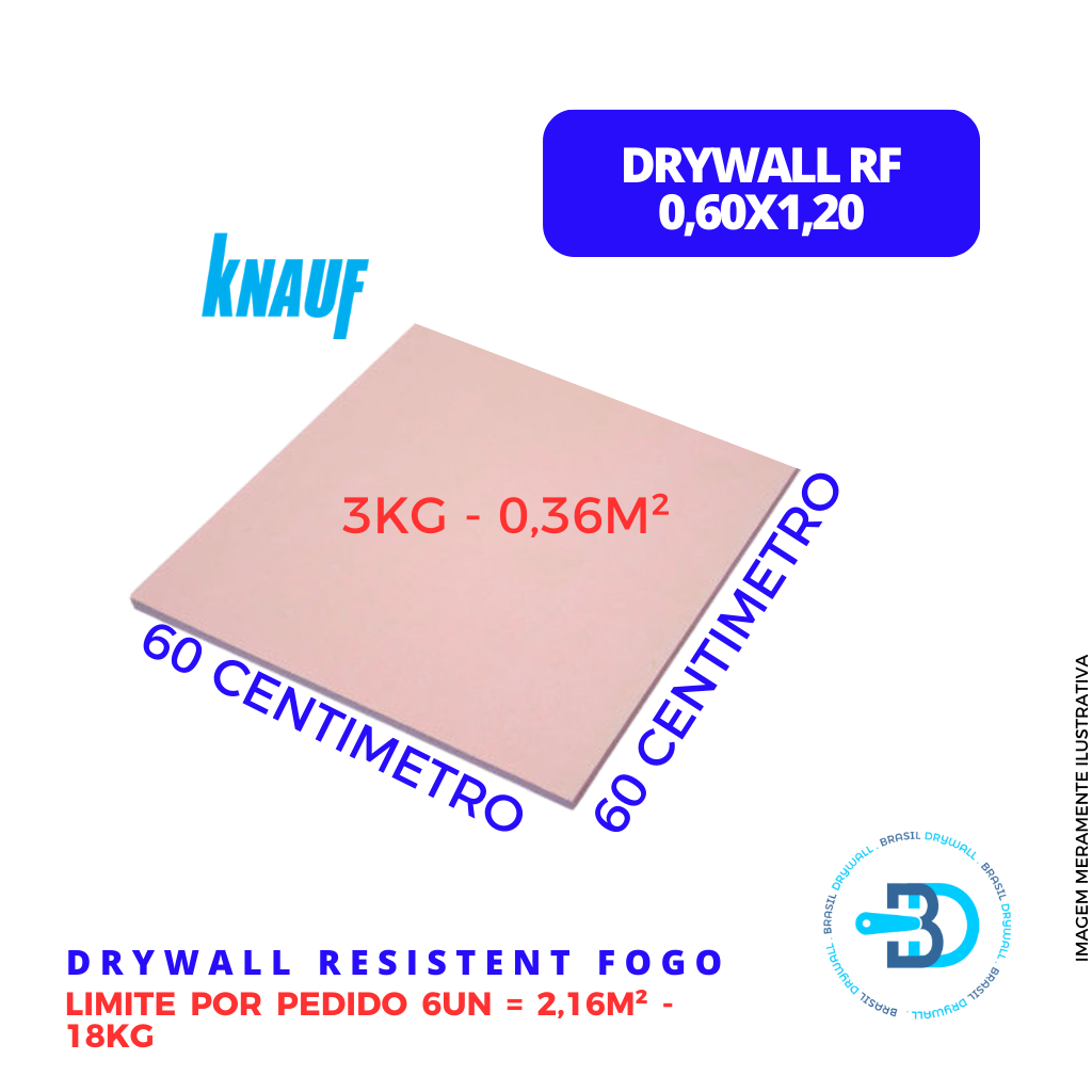 PLACA DRYWALL RESISTENTE AO FOGO (RF)T KNAUF 60X60CM PARTE | Shopee Brasil