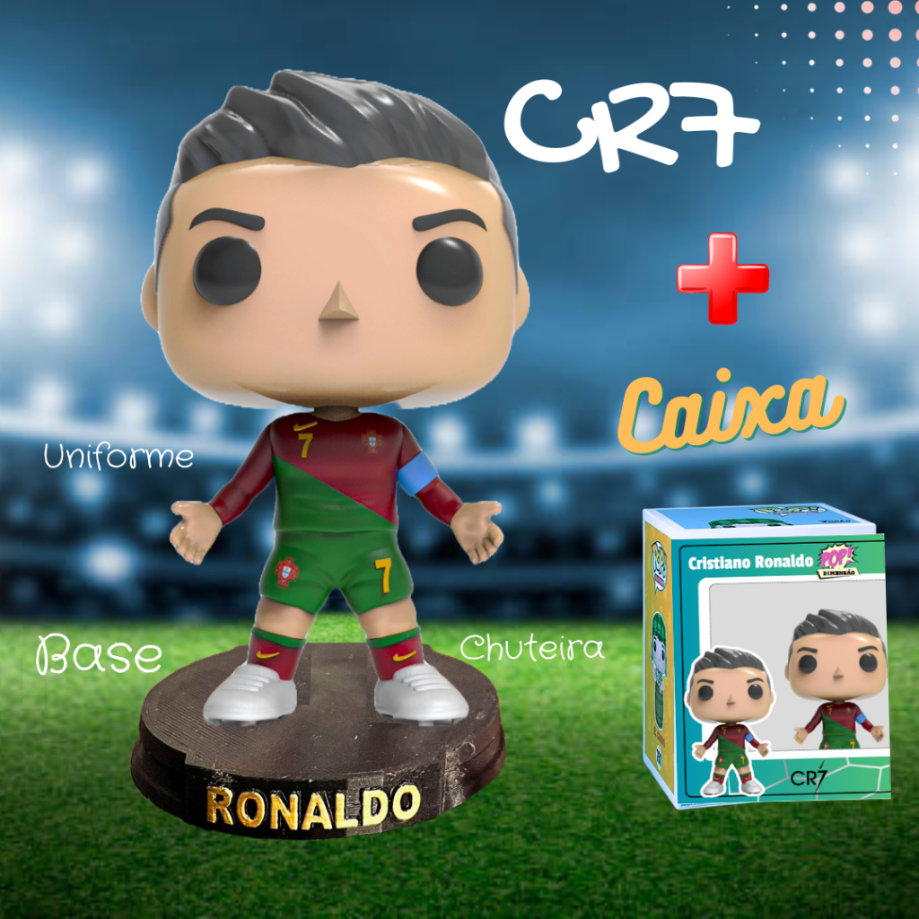 Cristiano Ronaldo CR7 Estilo Funko Pop Boneco- C/ Base + Caixa ...