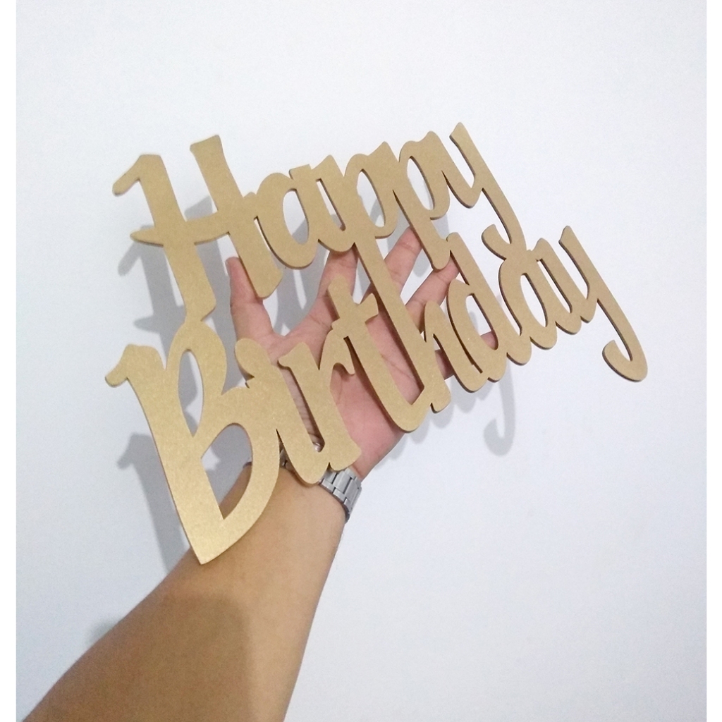 Aplique Mdf Lettering Happy Birthday Dourado Palavra Letreiro Decoração ...