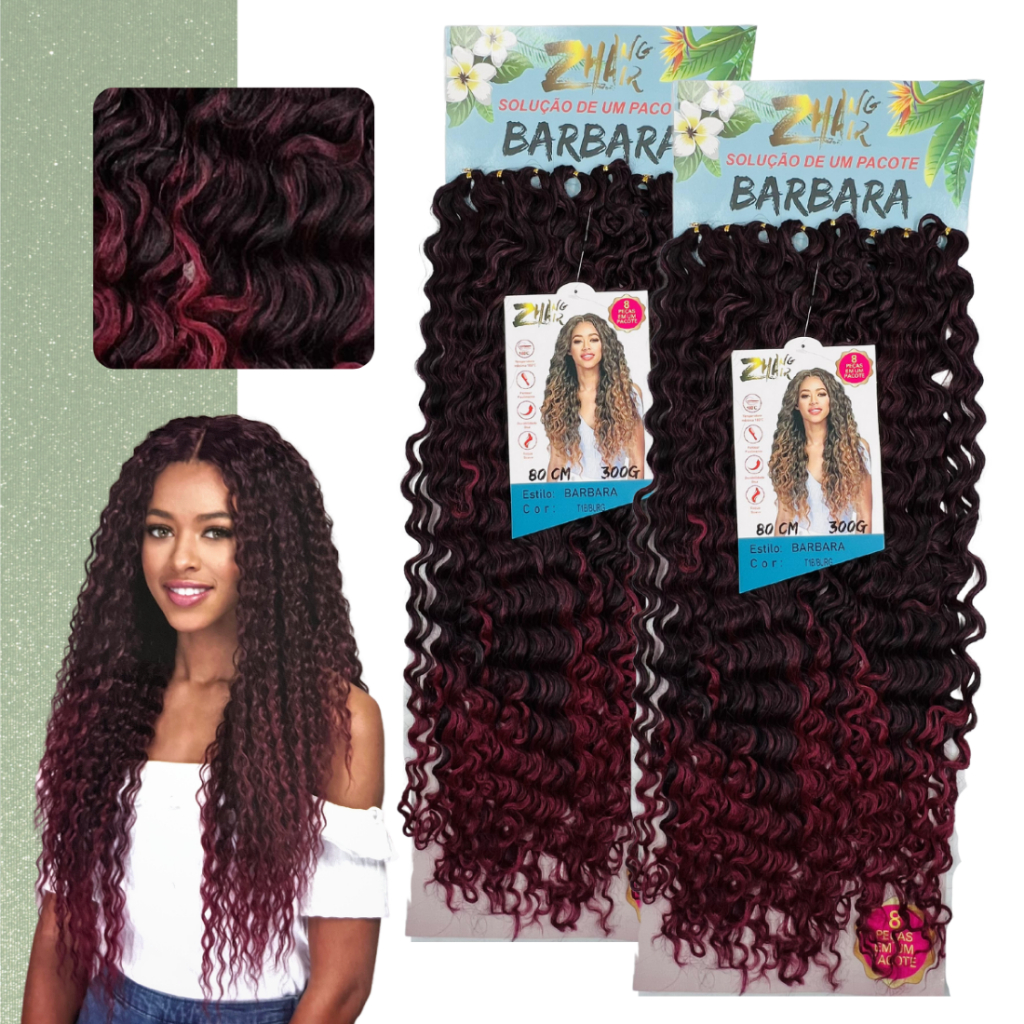 Kit 2 Pacotes Cabelo Cacheado Orgânico Barbara Crochet Braid 80 cm ...
