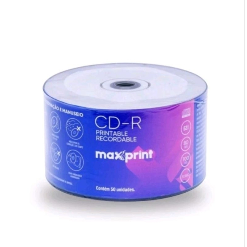 100 CD-R PRINTABLE MAXPRINT 700 MB 80 MINUTOS 52X ORIGINAL | Shopee Brasil