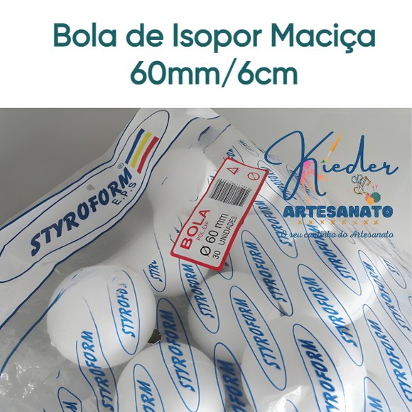 Bola de Isopor maciça 60mm Styroform | Shopee Brasil