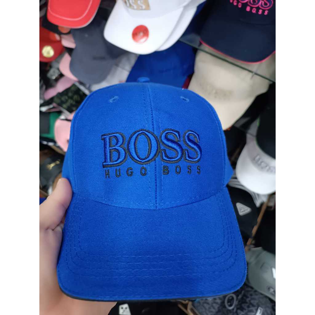 BONE DE GRIFE BOSS ABA CURVA FECHO EM FIVELA | Shopee Brasil