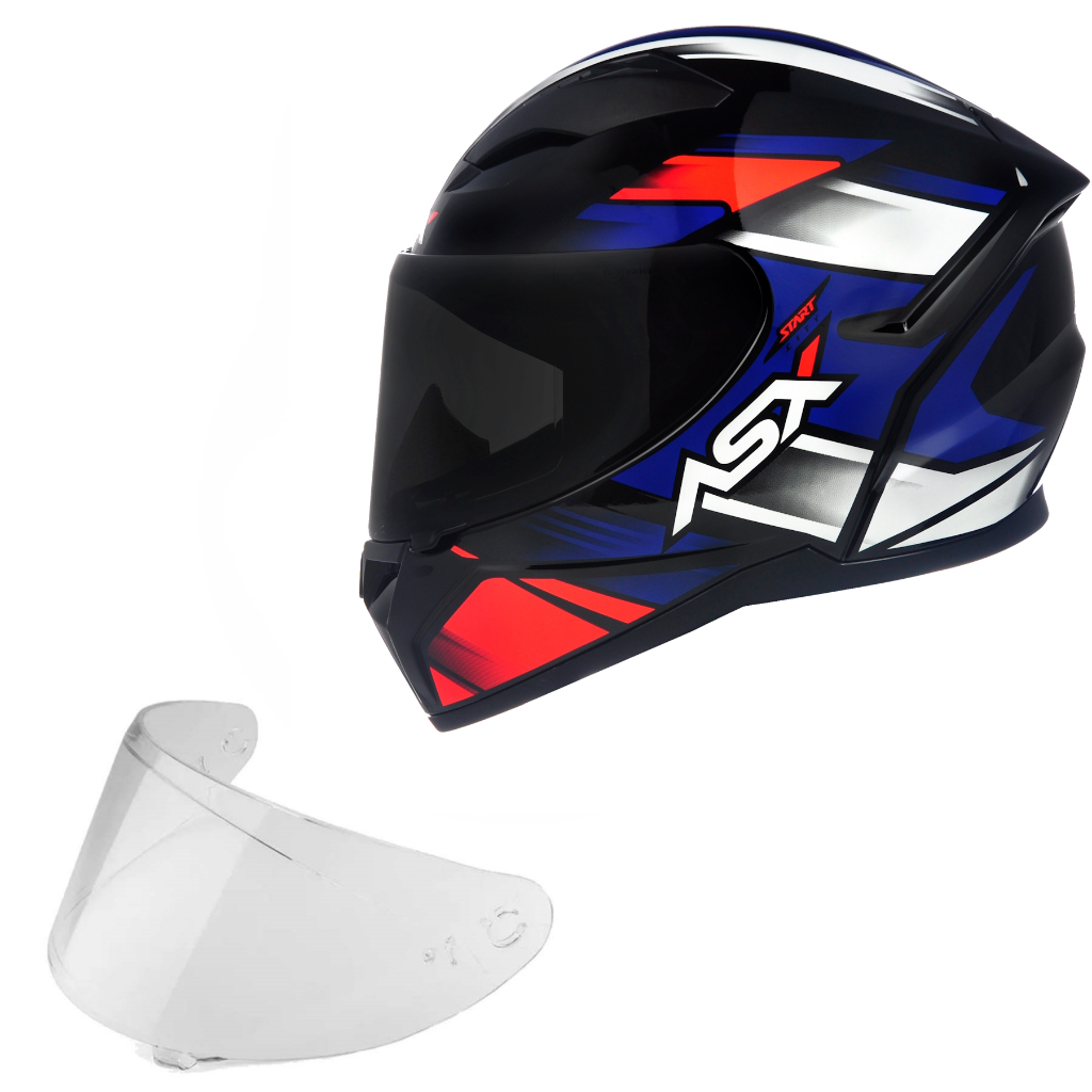 Kit Oferta Capacete de moto Asx City Azul + Viseira Fume E Narigueira ...