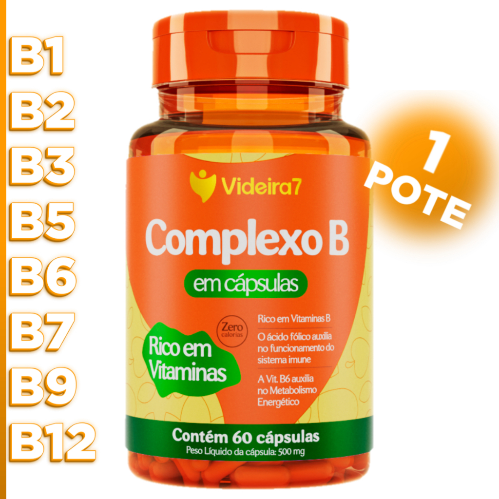 Complexo B Vitaminas B 60 Capsulas 500mg 100% Original - 1 cáspsula por dia | Shopee Brasil